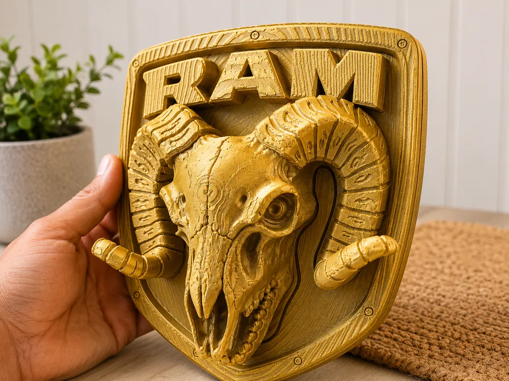 Dodge Ram Skull Tailgate Emblem - Free 3D Print Model - MakerWorld