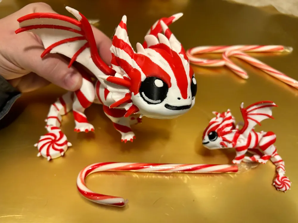 Candy Cane Dragon articulating by Meyerhouse - MakerWorld