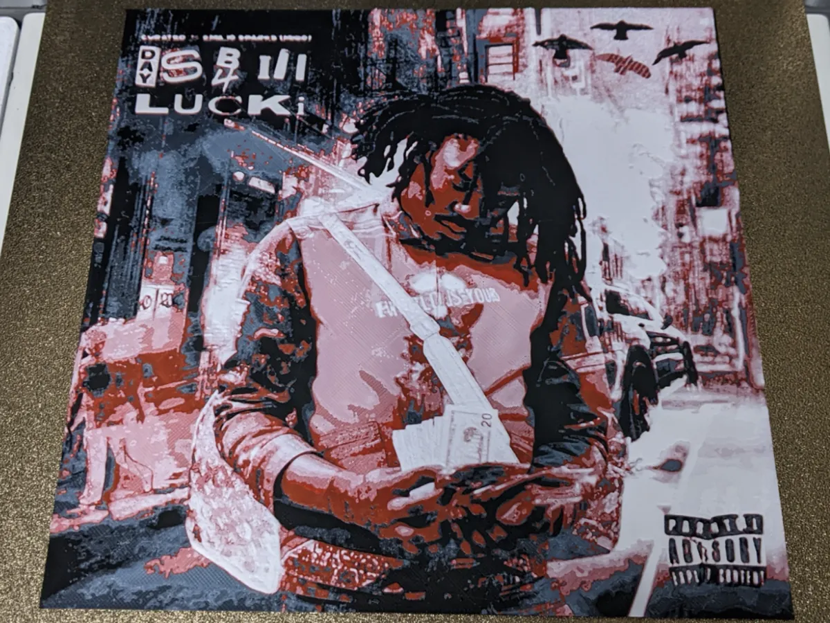 Lucki Album Cover HueForge with frame - Free 3D Print Model - MakerWorld