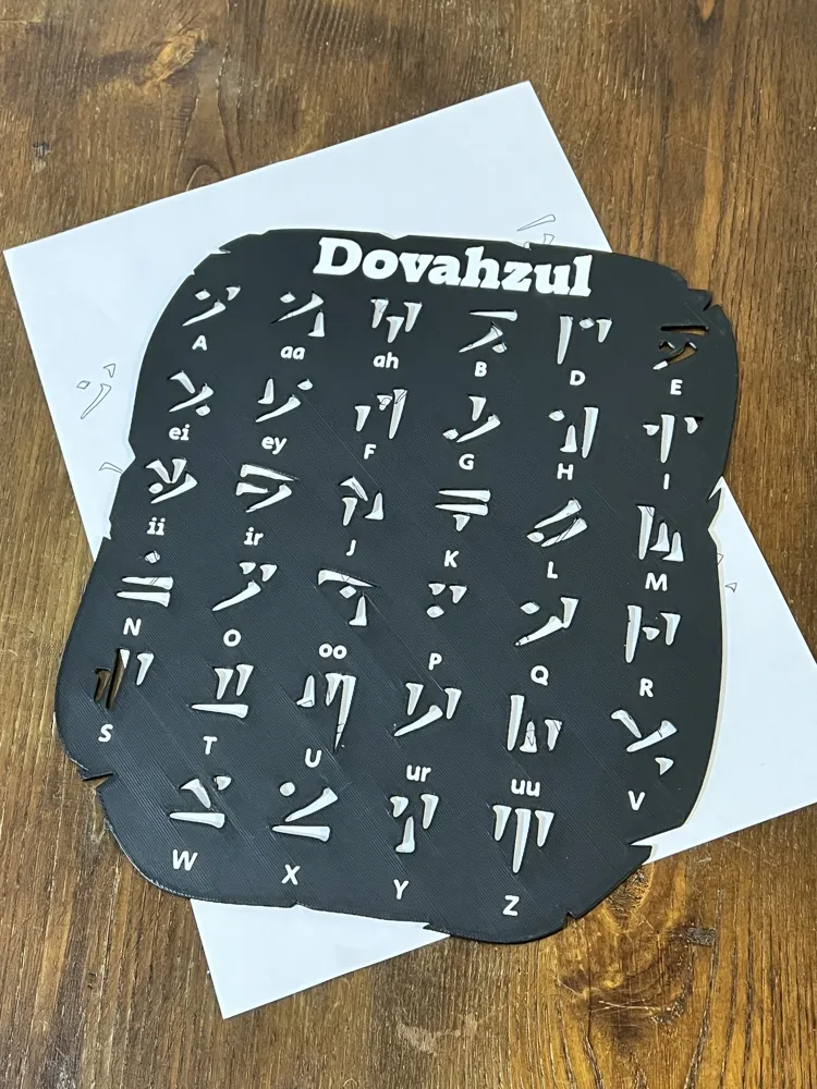 Dovahzul Alphabet Stencil – Skyrim - Free 3D Print Model - MakerWorld