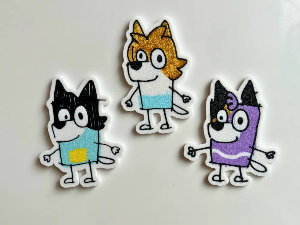 "The Heller Browthers" (Bluey) fridge magnets - Free 3D Print Model ...