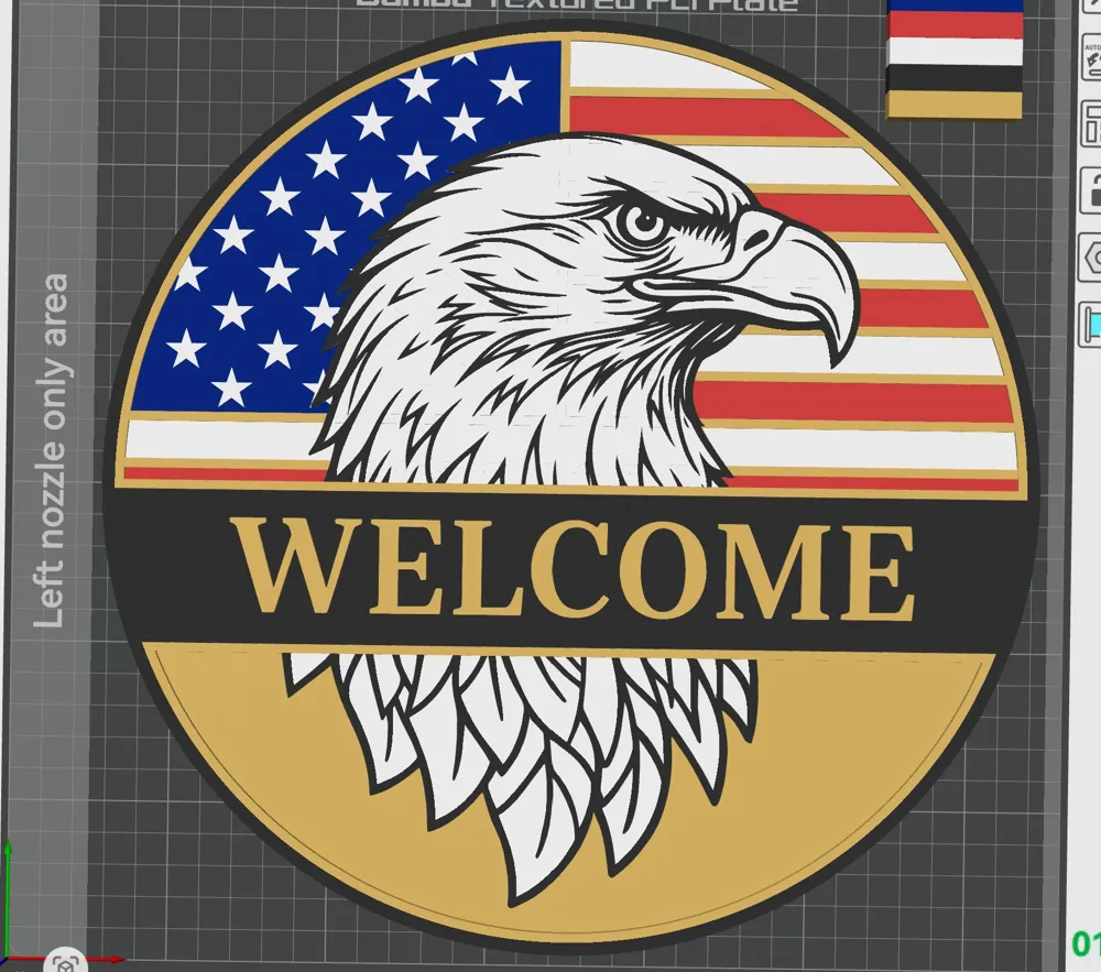 Patriotic Eagle Welcome Sign – Layered Door Sign - Free 3D Print Model ...