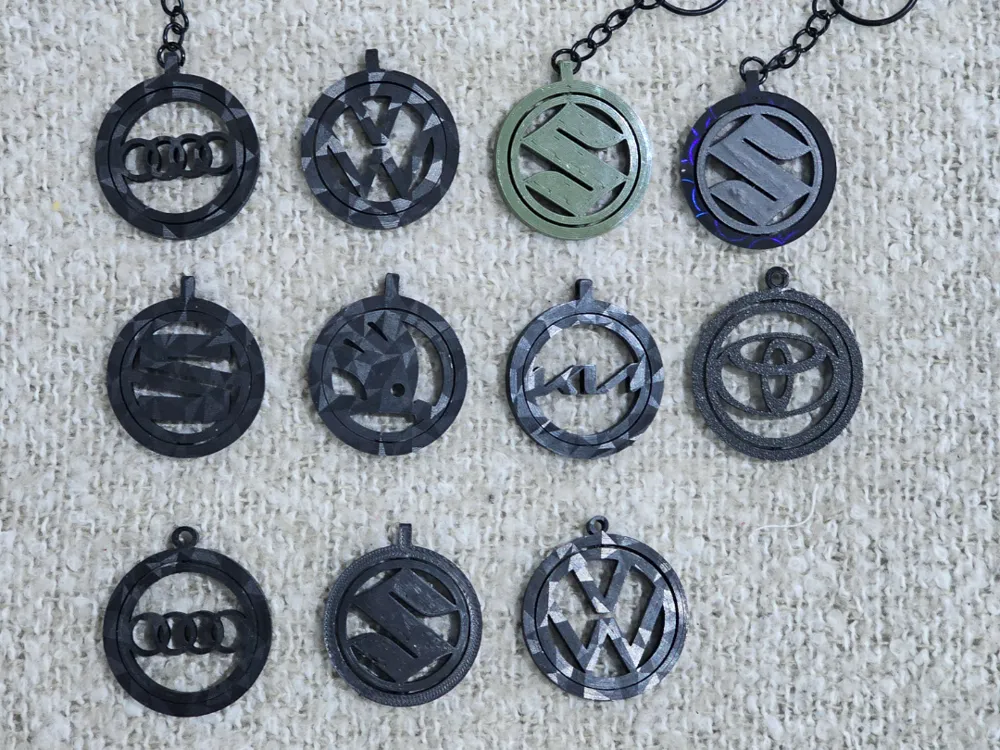 Spinning Keychains Ver.2-Various Brands - Free 3D Print Model - MakerWorld