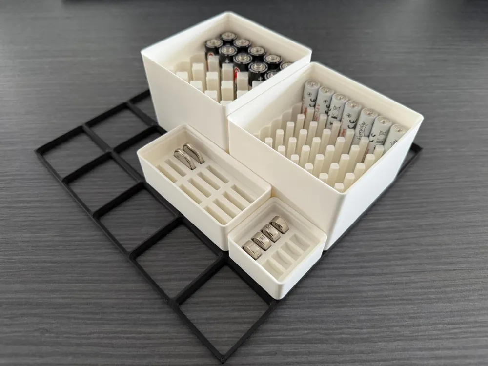 Gridfinity battery bins (AA; CR2032; LR44; ...) - Free 3D Print Model ...