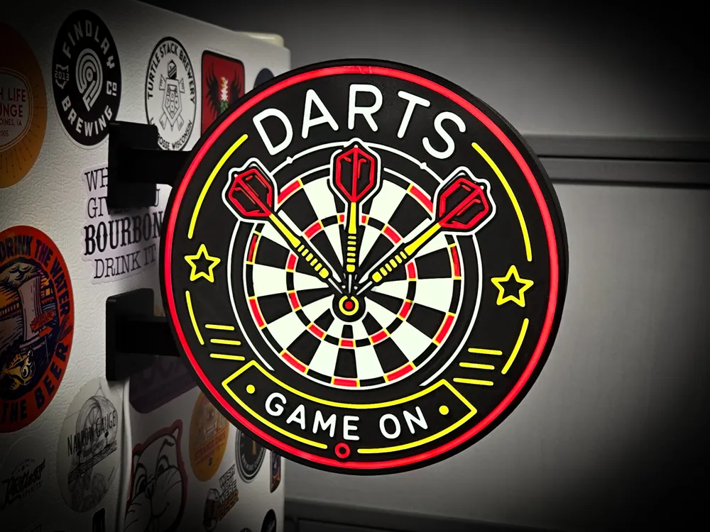 DARTS GAME ON ~ 2-Sided Hanging Lightbox - Free 3D Print Model - MakerWorld
