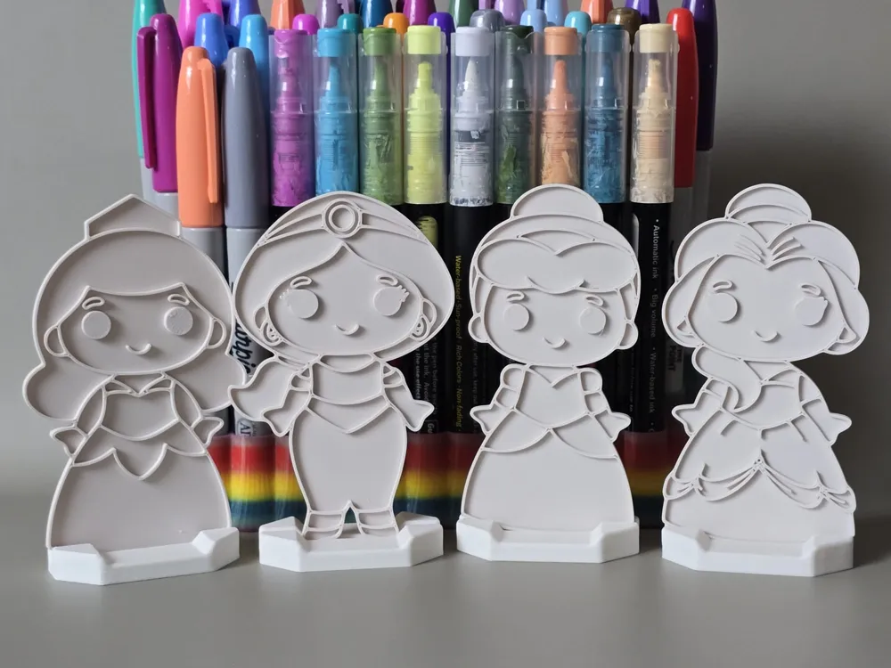 Princess Coloring Craft Set Cute Creative Fun - Free 3D Print Model ...