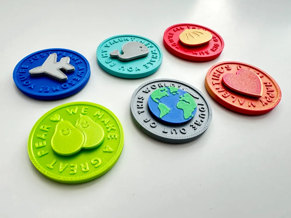 Valentine Coin Fidget Spinners (6 styles) by 3DPmom - MakerWorld