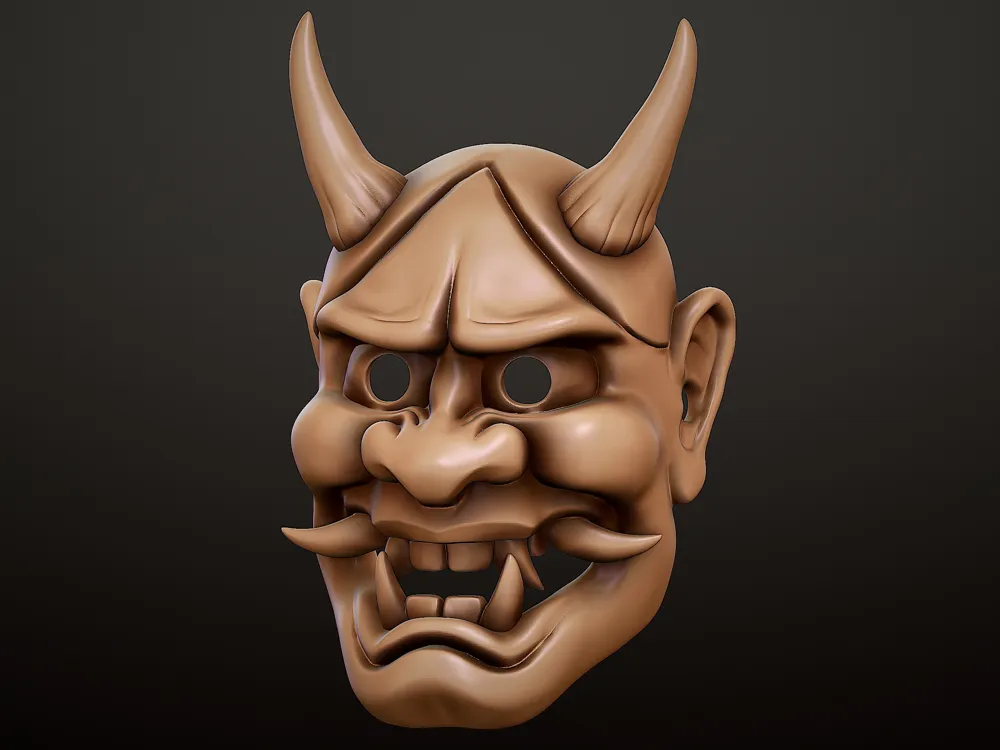 Hannya Demon Mask - Traditional Japanese Oni - Free 3D Print Model ...
