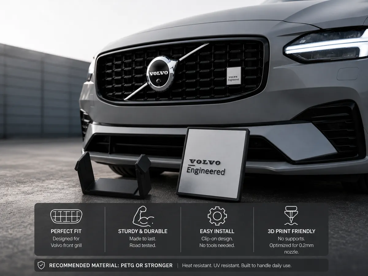 Volvo Front Grill Badge|No Supports|Clip-On Design - Free 3D Print ...