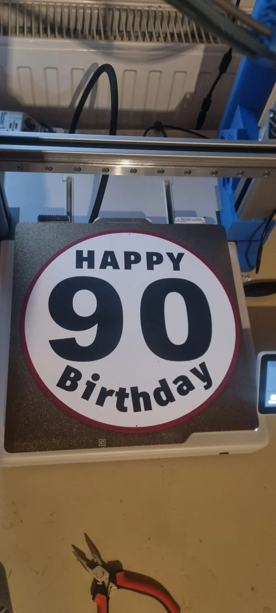 90th Birthday Sign 24cm diameter - Free 3D Print Model - MakerWorld