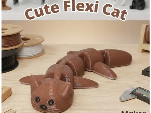 Cute Flexi Cat - Articulated Print-in-Place Fidget - Free 3D Print ...