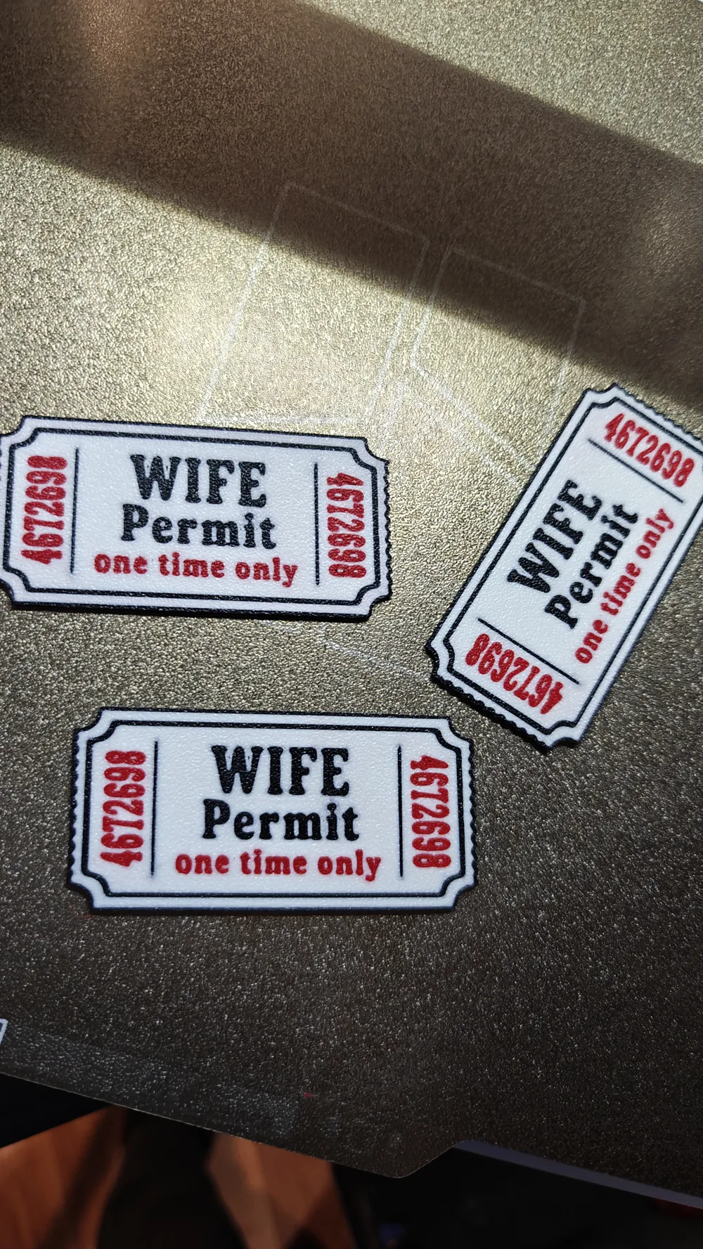 Funny Wife Permit Ticket - Free 3D Print Model - MakerWorld