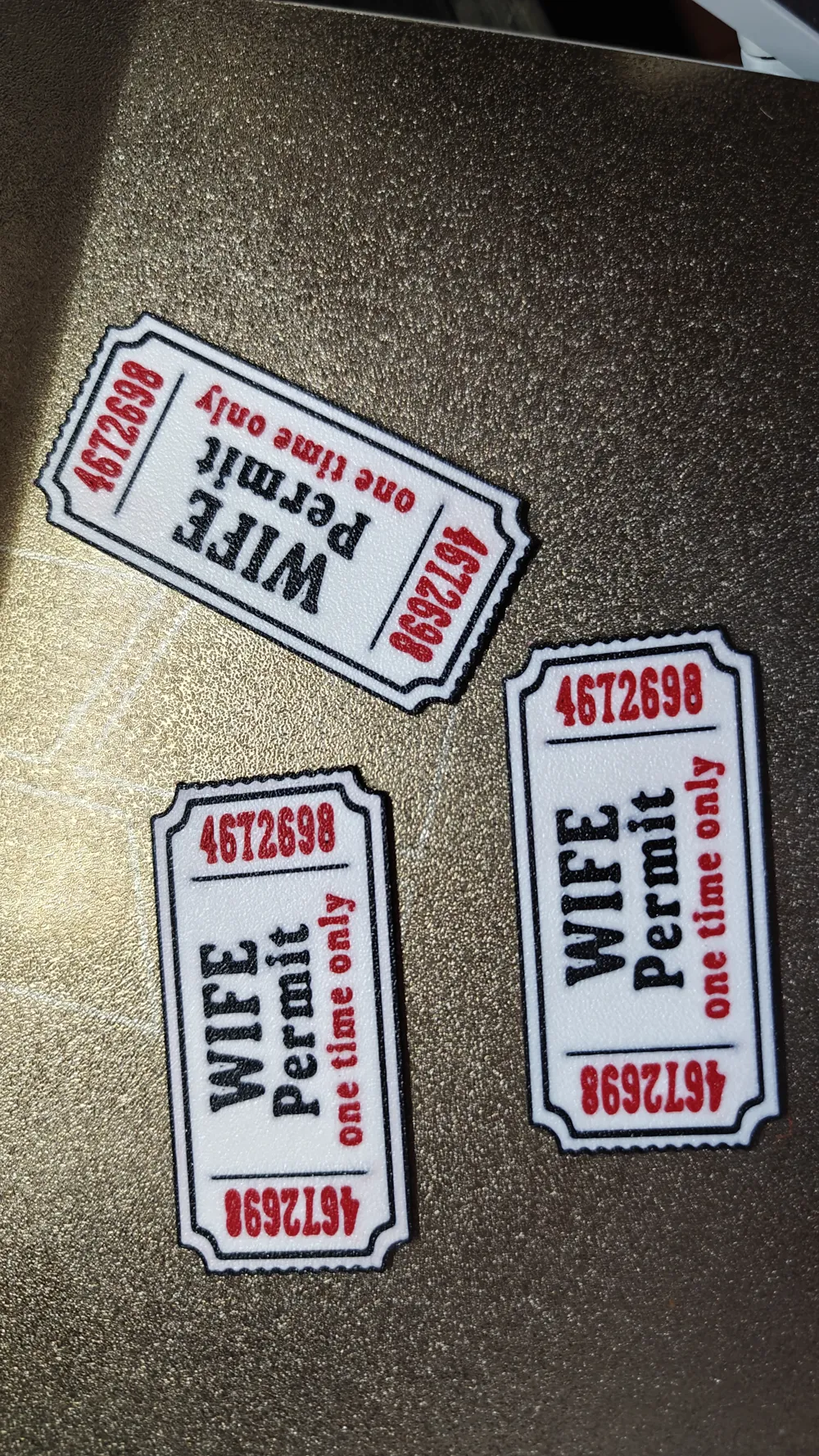 Funny Wife Permit Ticket - Free 3D Print Model - MakerWorld