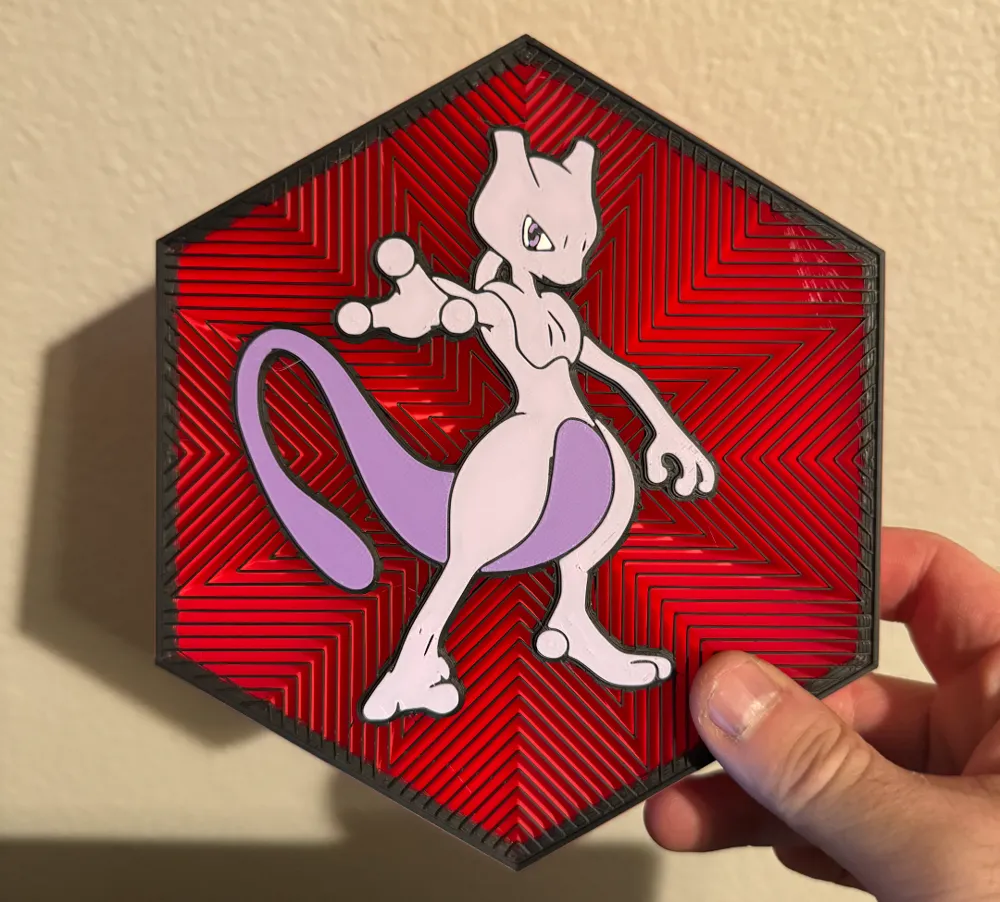 #150 Mewtwo Hex Wall Art by Laced Up Prints - MakerWorld
