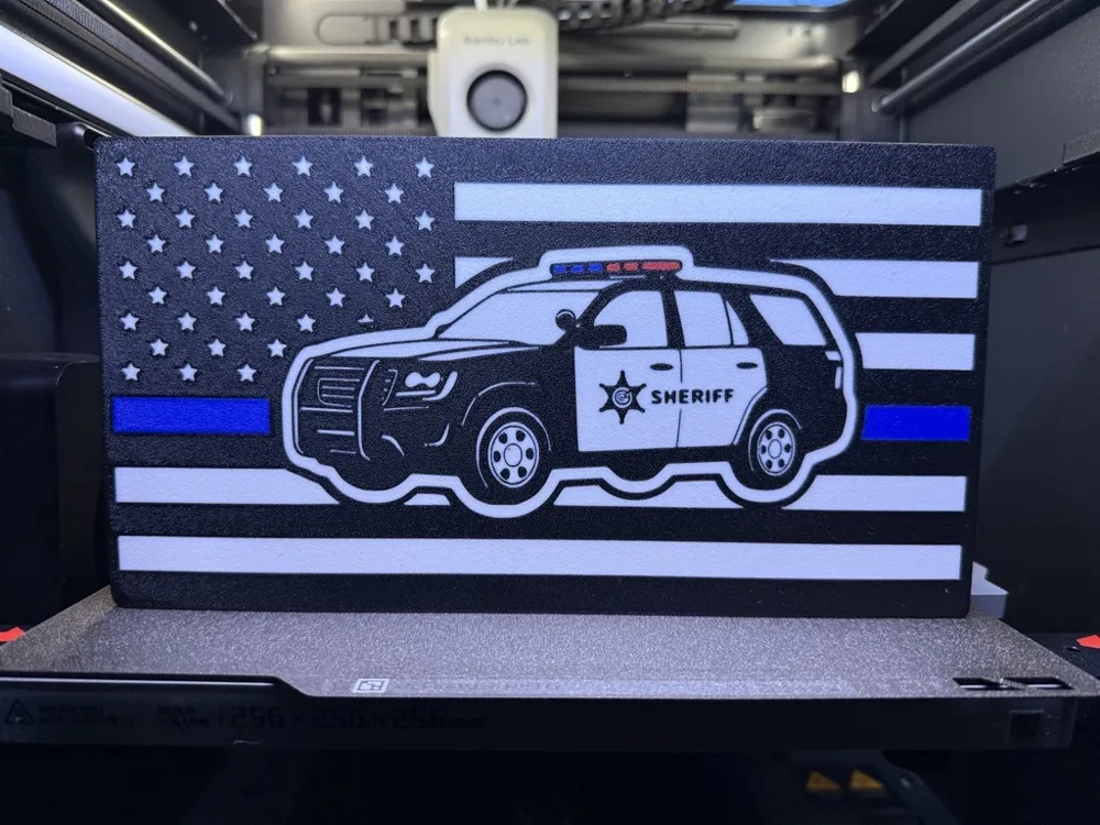 Thin Blue Line Sheriff Suv Lightbox Wall Hanger - Free 3D Print Model ...