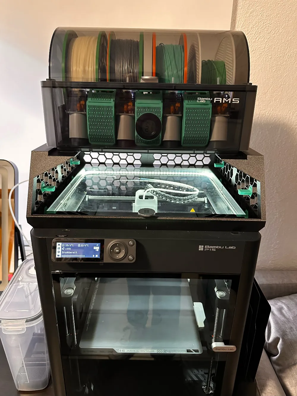 X3D-v3 Riser Bambu Lab P1S P1P X1 with LED Lighting AMS stand Glass ...