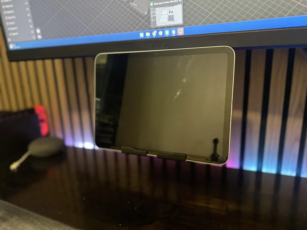 VESA iPad/Tablet Under Monitor Mount - Free 3D Print Model - MakerWorld