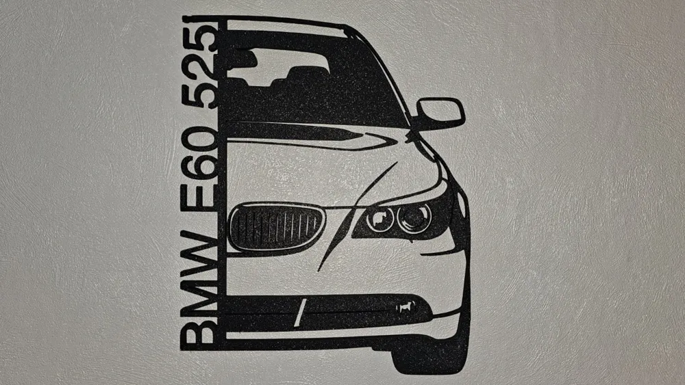 BMW E60 525 – Silhouette Wall Art - Free 3D Print Model - MakerWorld