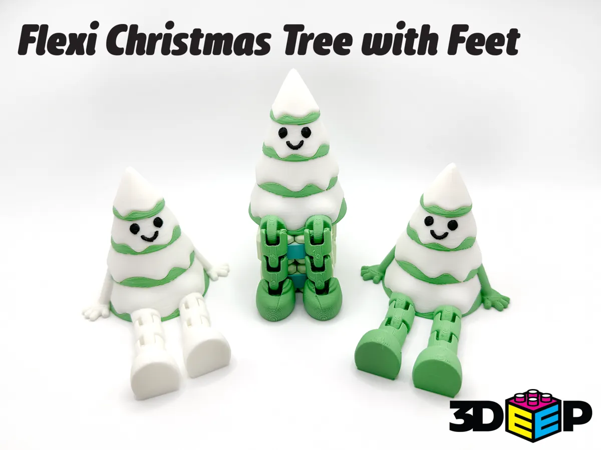 Flexi Snow covered Christmas Tree with feet - Free 3D Print Model ...