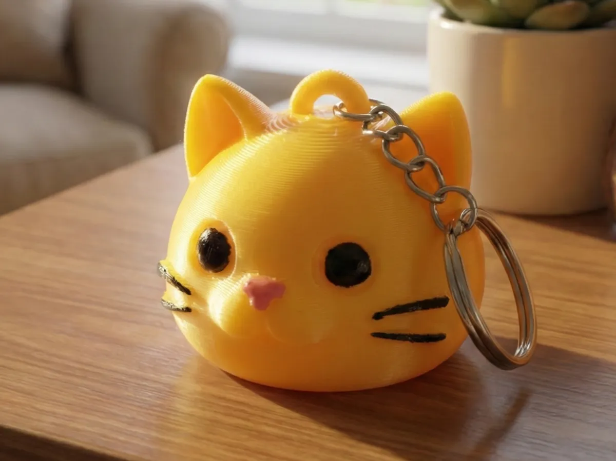 Cat Head Keychain (Quick 30 mins print) by Hsiang Hui MakerWorld ...