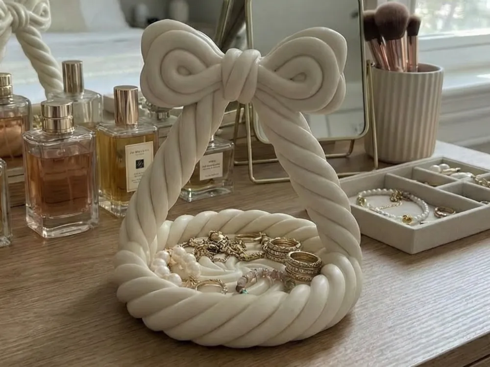 Coquette Bow Jewelry Tray - Twisted Rope Catchall - Free 3D Print Model ...