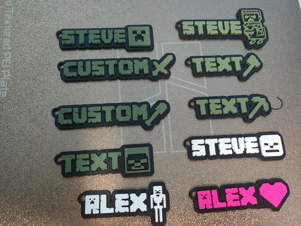 Custom Minecraft Name Keychain With Icons - Free 3D Print Model ...