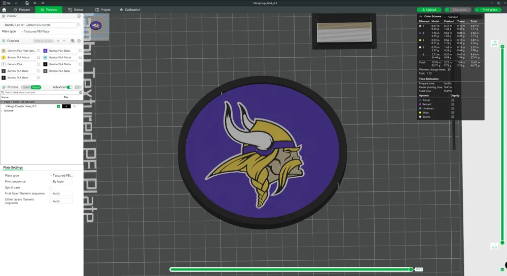 Minnesota Vikings Coaster - Free 3D Print Model - MakerWorld