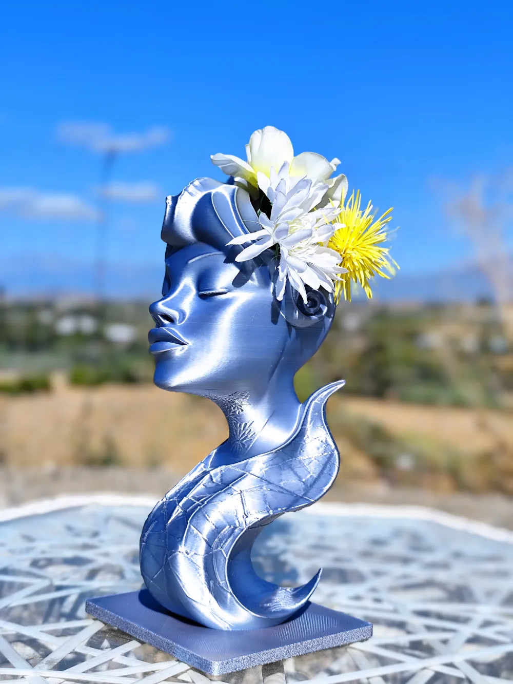 Swirl Hair Female Bust Vase - Free 3D Print Model - MakerWorld