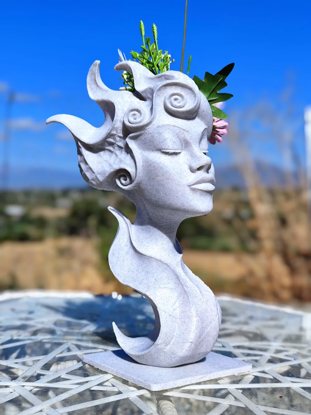 Swirl Hair Female Bust Vase - Free 3D Print Model - MakerWorld