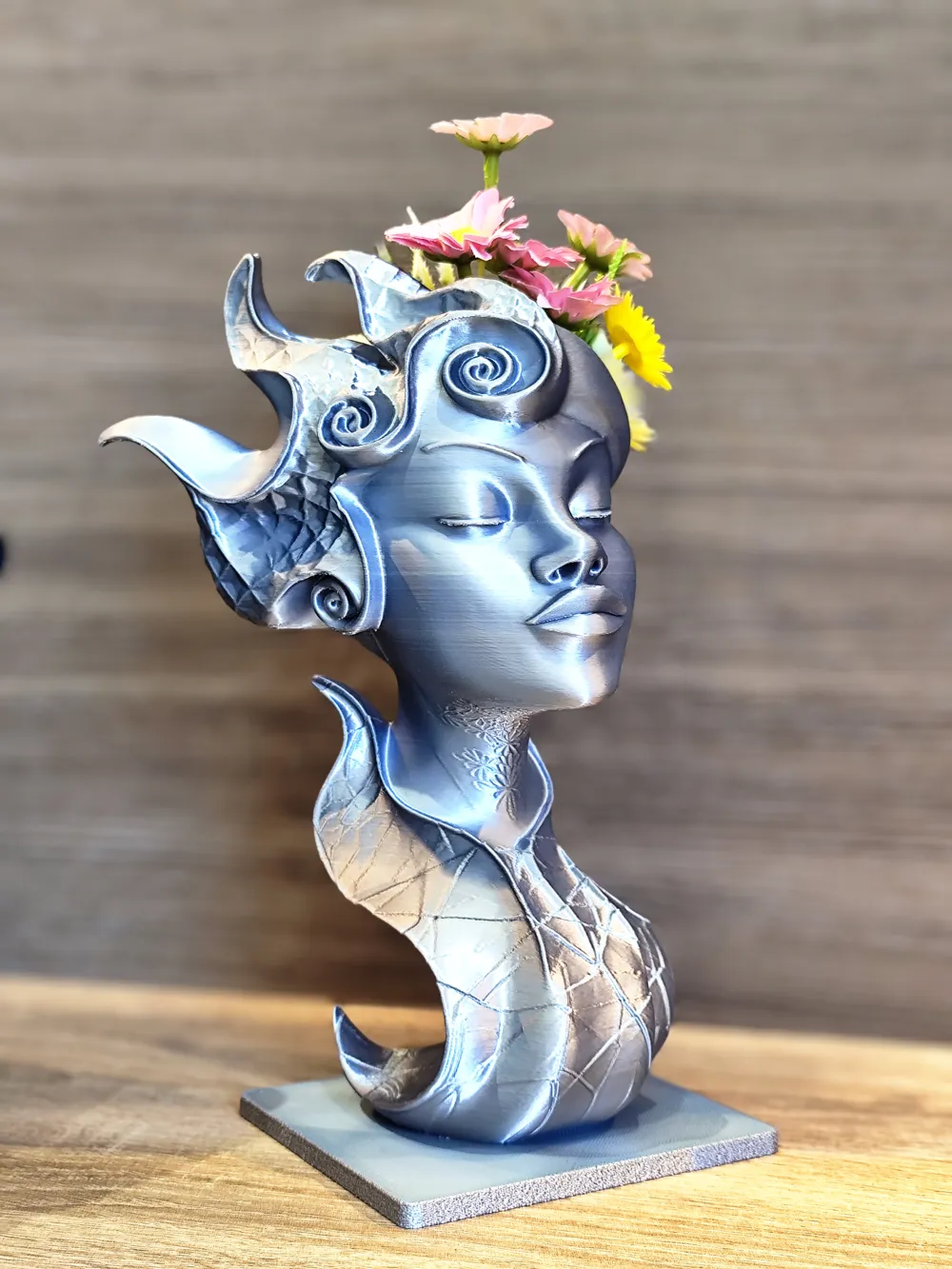 Swirl Hair Female Bust Vase - Free 3D Print Model - MakerWorld