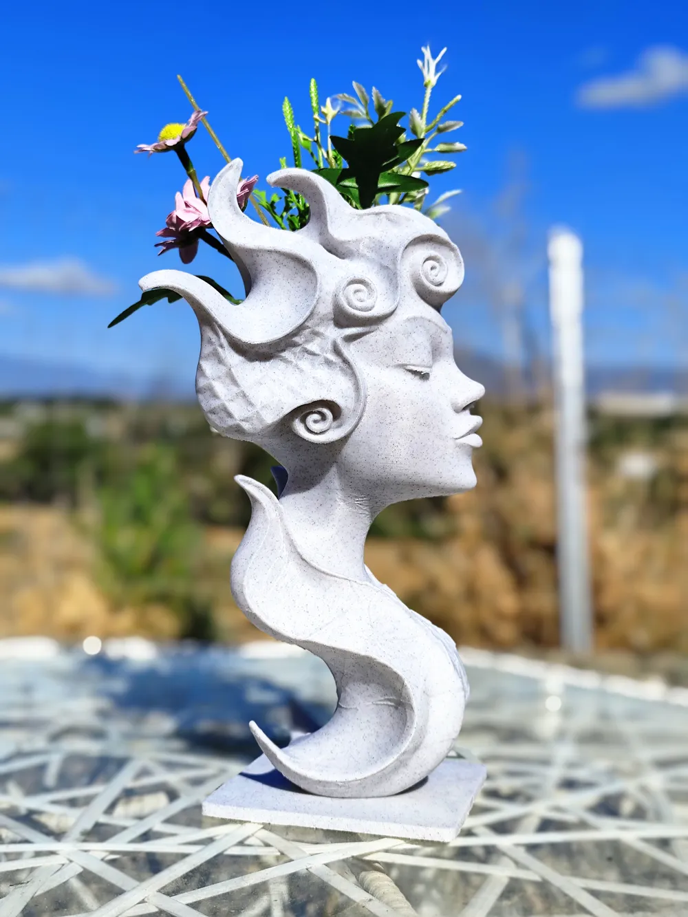 Swirl Hair Female Bust Vase - Free 3D Print Model - MakerWorld