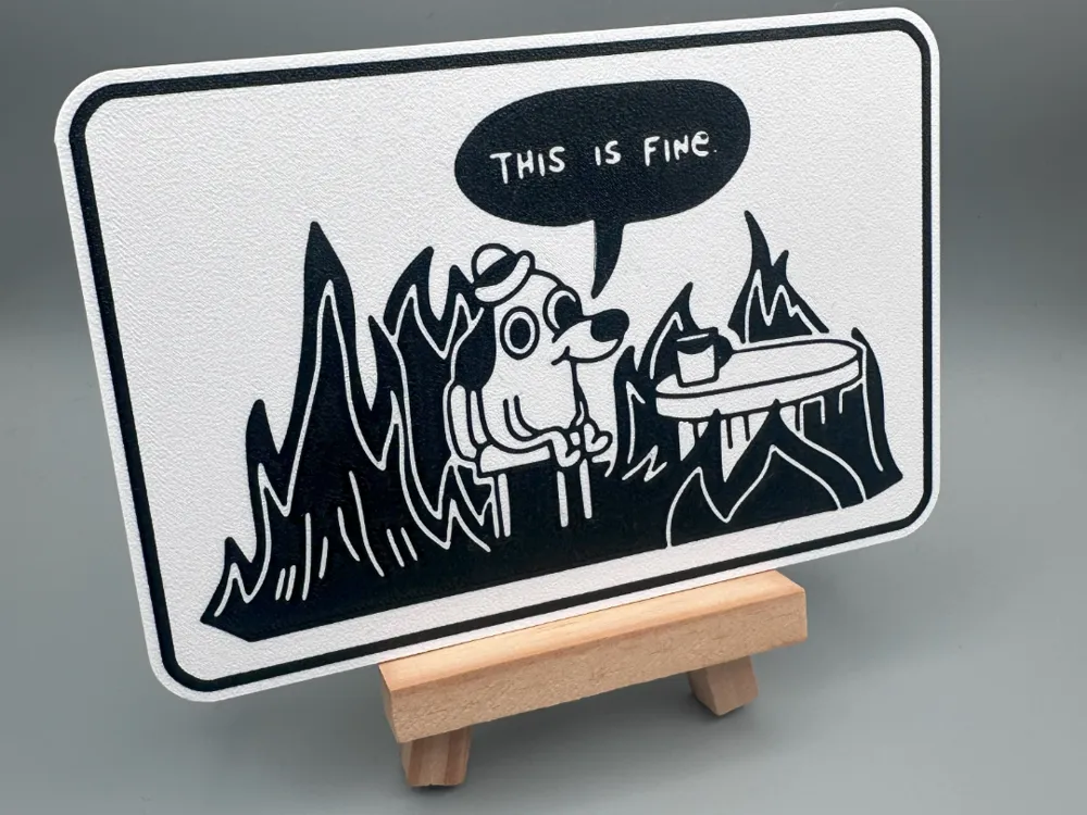 This is Fine – Meme Schild by Muovi MakerWorld: Download Free 3D Models