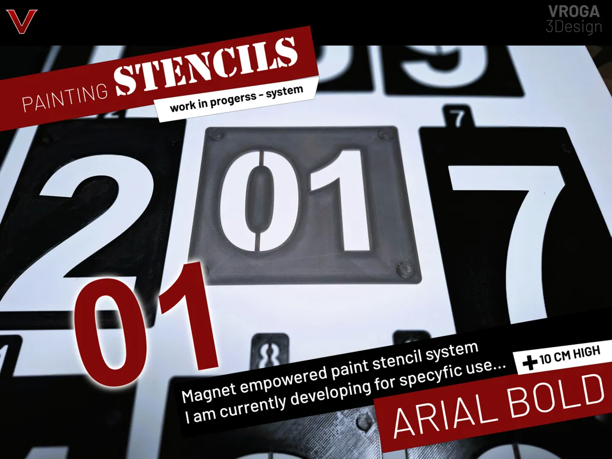 "01" magnetic painting stencil - Arial Bold 7cm - Free 3D Print Model ...