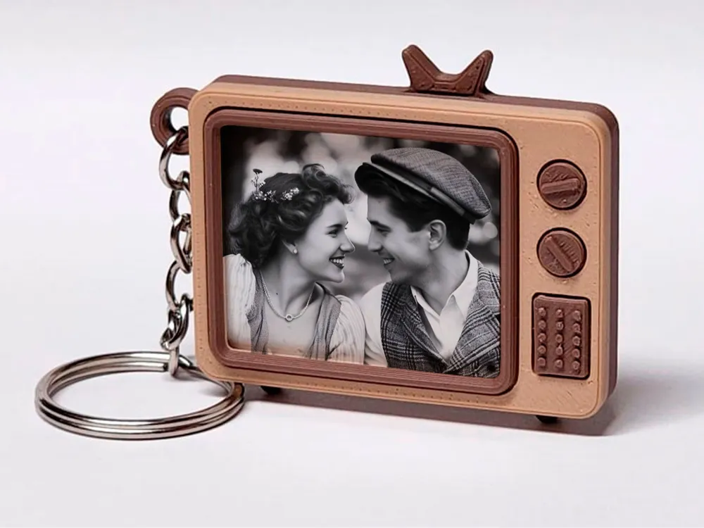Vintage TV Photo Keychain, Retro Television - Free 3D Print Model ...