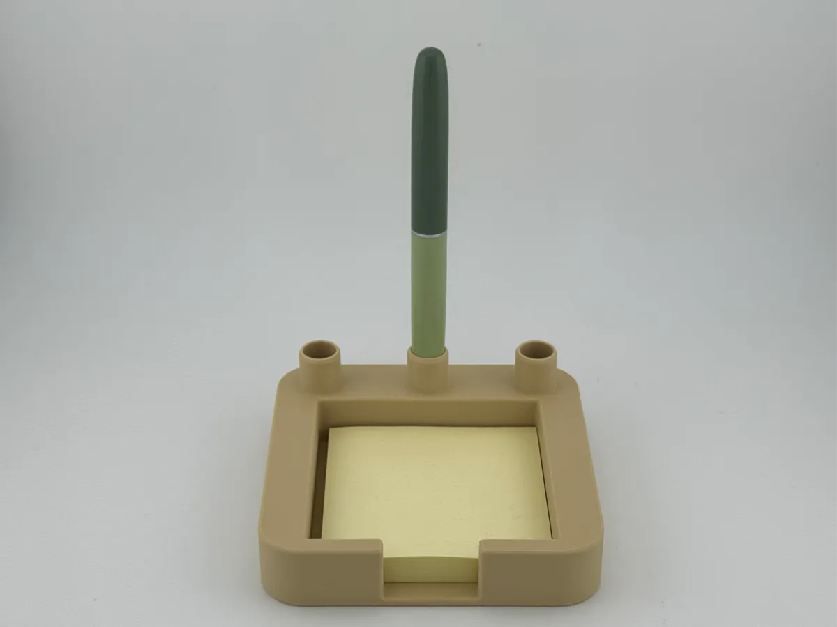 Sticky Note Holder + 3 Pen Desk Organizer - Free 3D Print Model ...