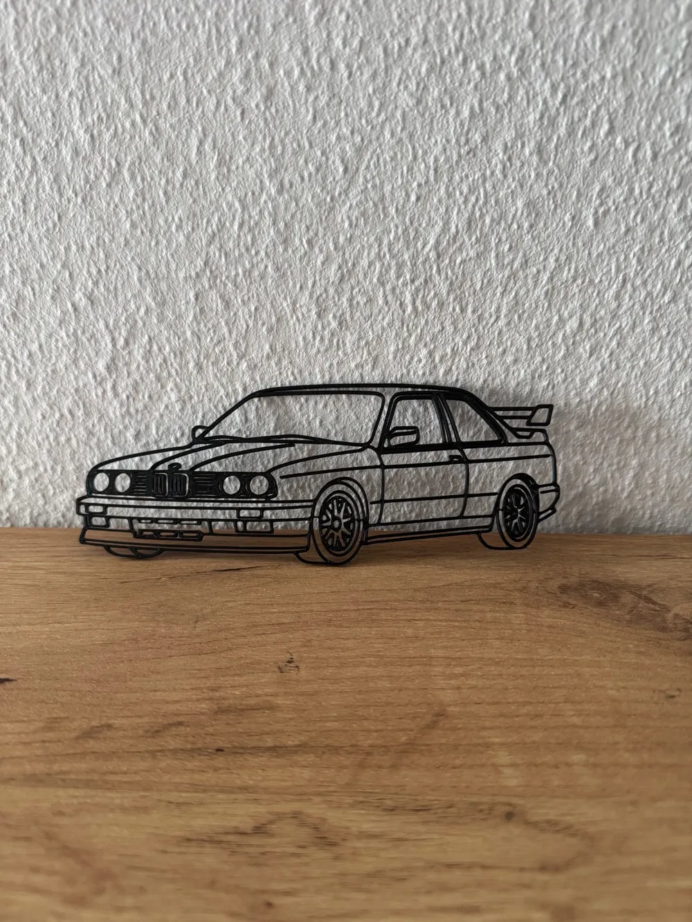 BMW E30 M3 Line Art Silhouette - Free 3D Print Model - MakerWorld