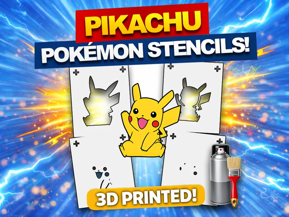 Pikachu 4-Layer Stencil – Pokémon Paint Art - Free 3D Print Model ...