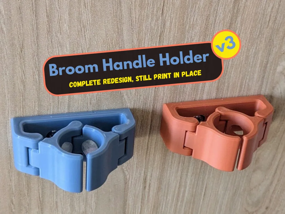 Broom Handle Holder Print in Place - Free 3D Print Model - MakerWorld