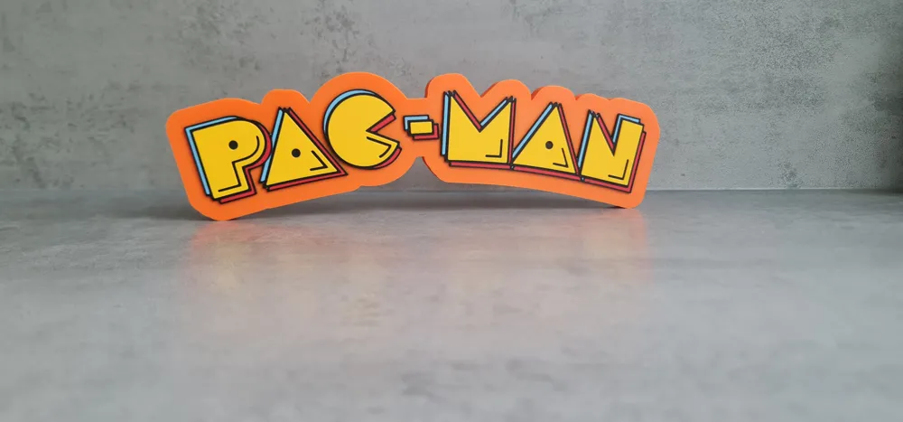 Pacman logo / sign - Free 3D Print Model - MakerWorld