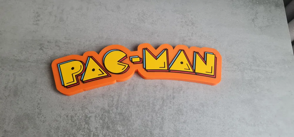 Pacman logo / sign - Free 3D Print Model - MakerWorld