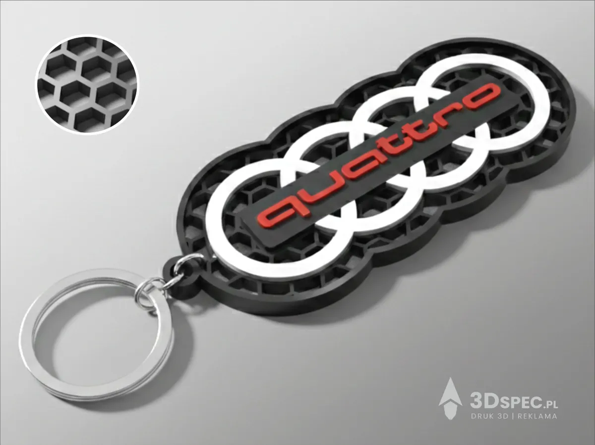 Audi Quattro logo keychain - Free 3D Print Model - MakerWorld