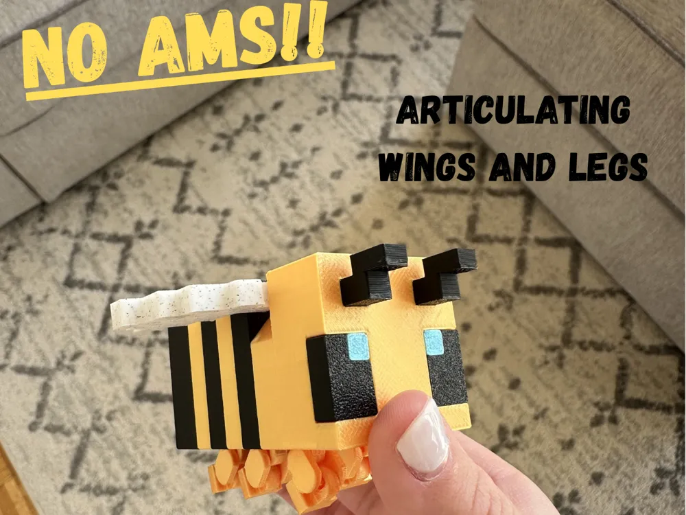 Minecraft Bee - No AMS - Articulating Wings/Legs by Hunter MakerWorld ...