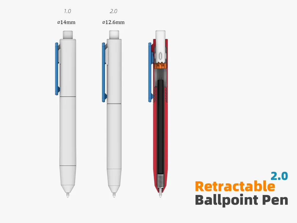 Retractable Ballpoint Pen 2.0 - Free 3D Print Model - MakerWorld