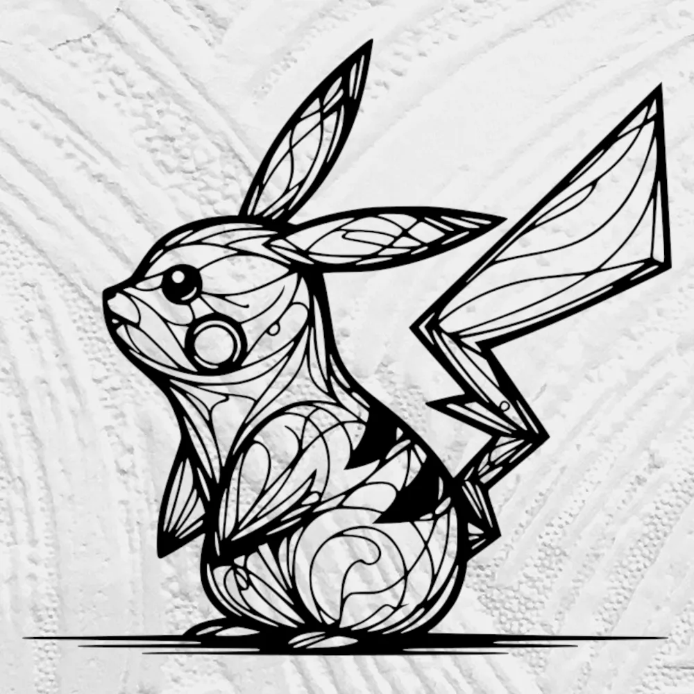 Flowing Line Art Pikachu v1 by The line art guy - MakerWorld