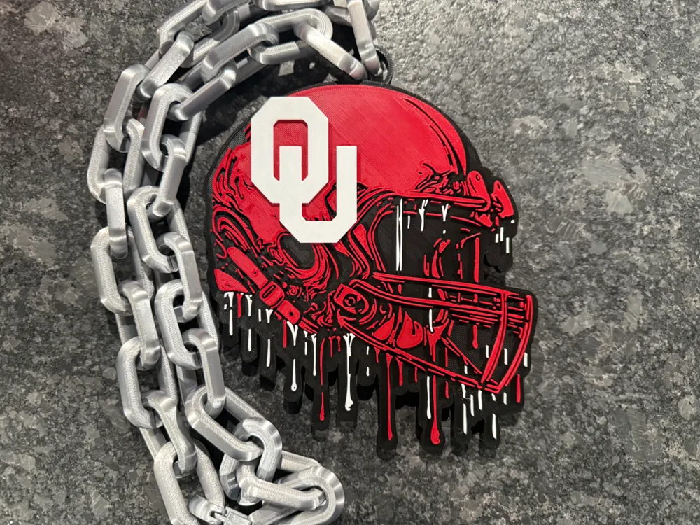 Oklahoma Sooner Helmet Drip Hype Chain - Free 3D Print Model - MakerWorld