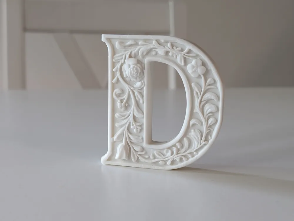Standing Letter D in a Gypsum Floral Style by Cosa_93 MakerWorld ...