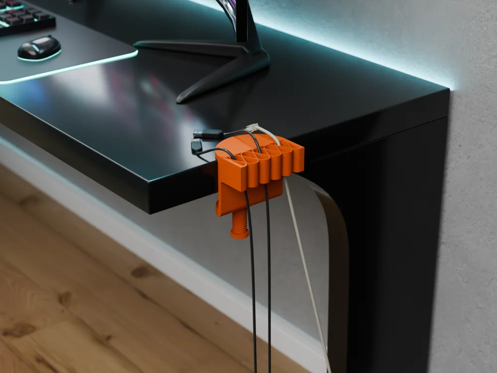 Clamp-On Desk Cable Holder - Free 3D Print Model - MakerWorld