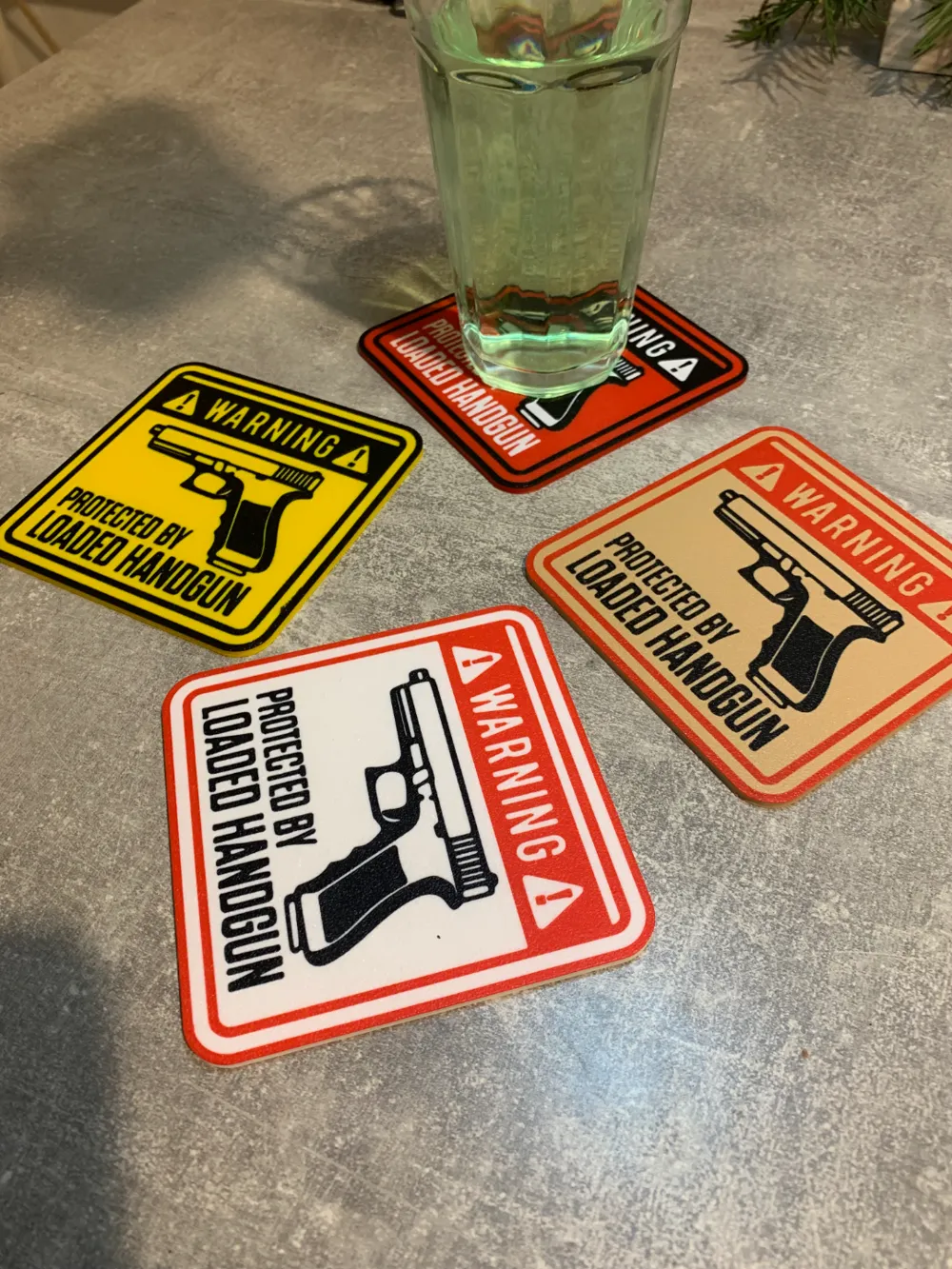 WARNING! PROTECTED BY LOADED HANDGUN - COASTER by VM3D MakerWorld ...