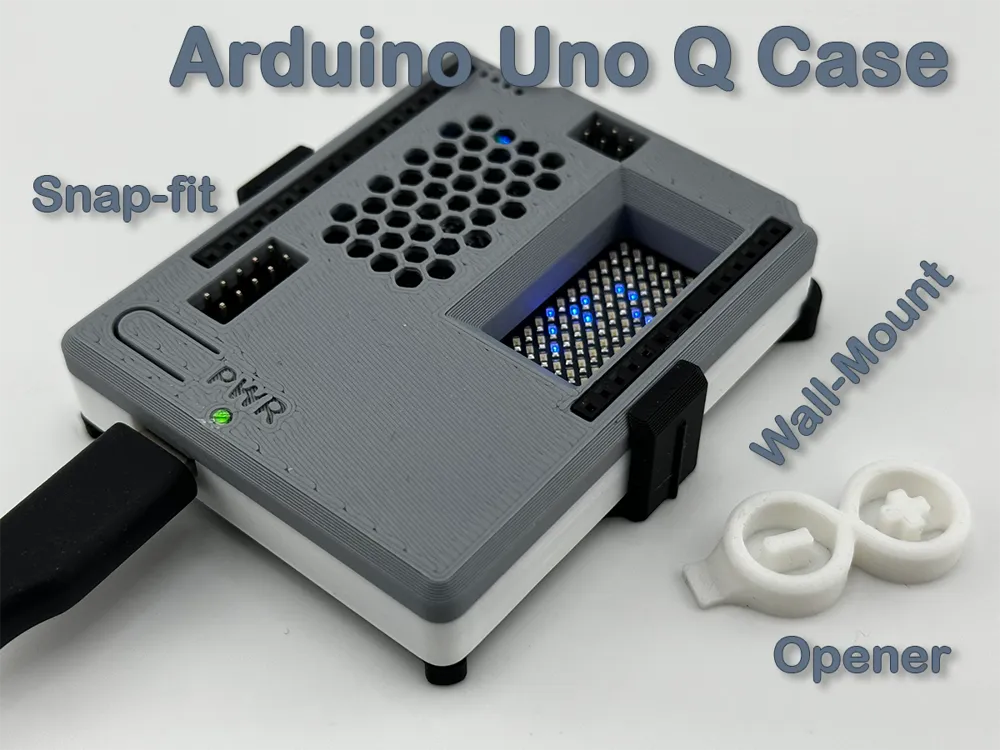 Arduino Uno Q Case Kit - Snap-fit - Wall Mount - Free 3D Print Model ...