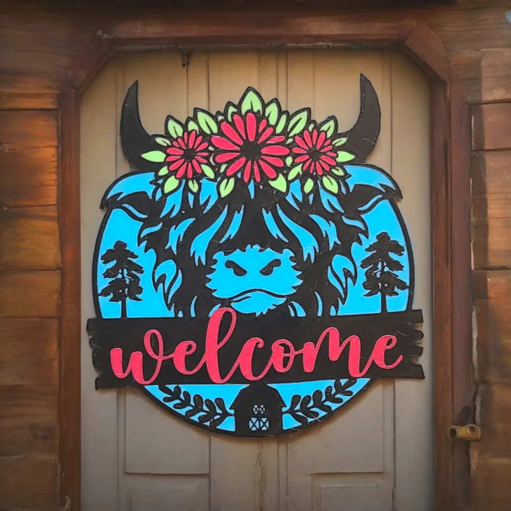 Daisy the Highland cow Welcome sign by Sh^ts'N'Giggles3d - MakerWorld